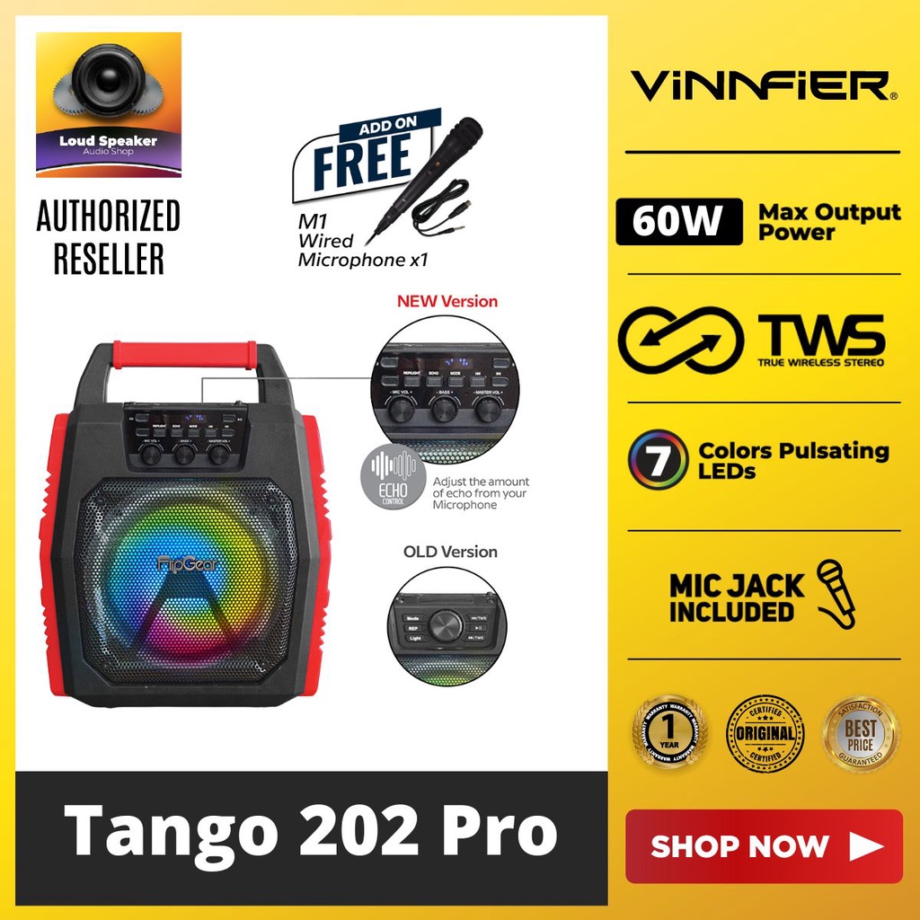 Vinnfier FlipGear Tango 202 Pro BTRM TWS Wireless Portable Bluetooth Speaker with Wireless Mic ...