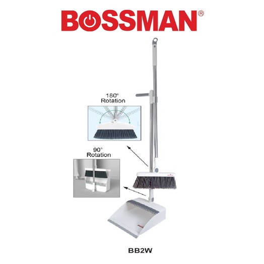 BOSSMAN 2 in 1 Fordable Sweeper Broom Dustpan Set Outdoor Broom Set ...