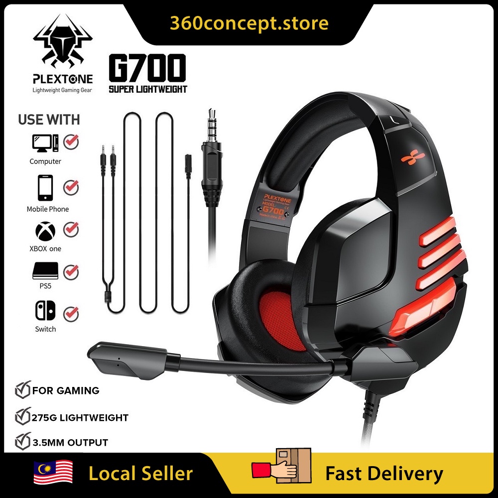 PLEXTONE G700 Gaming Headphone Lightweight Extra Bass 3.5mm Audio Jack ...