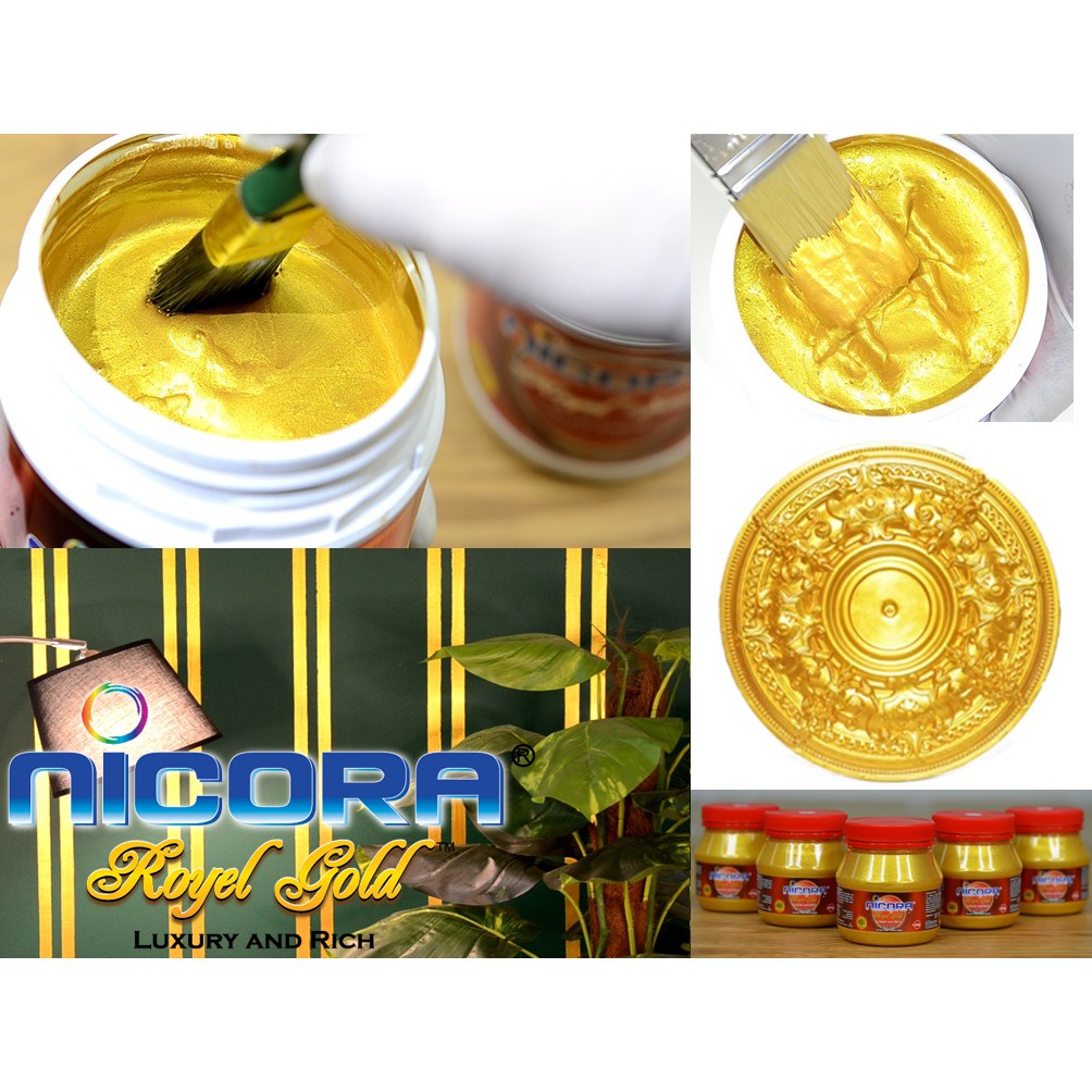 💥NICORA ROYAL GOLD PAINT💥 (250gm) Water Based Royel Metallic Acrylic ...
