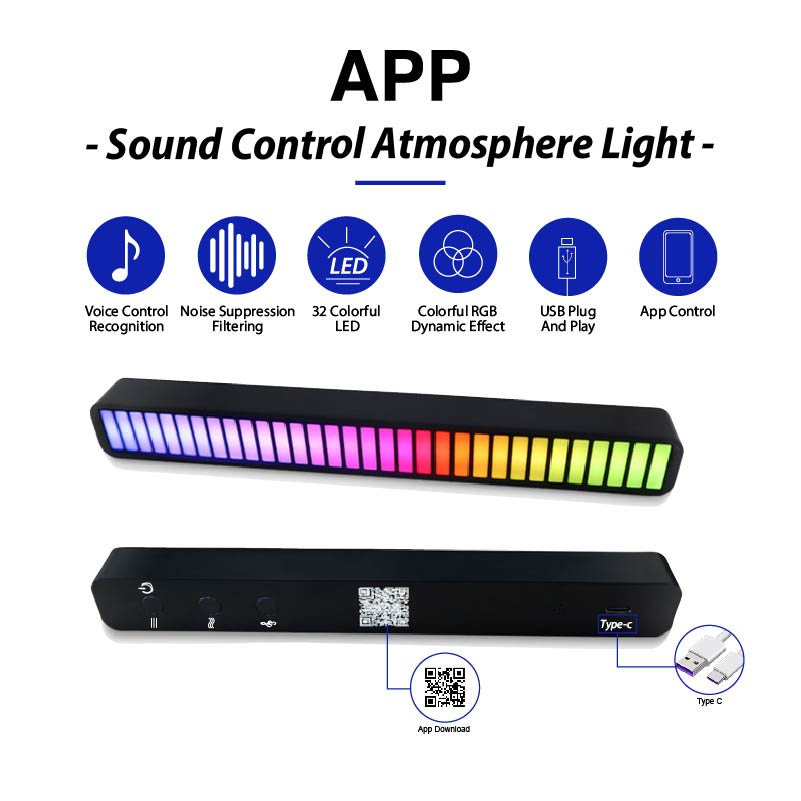 RGB Voice-Activated Pickup Rhythm Light, USB Creative Colorful Sound ...