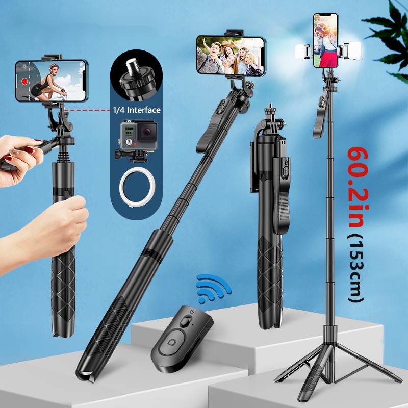 L16 1530mm Wireless Selfie Stick Tripod Stand Foldable Monopod for Gopro Action Cameras ...