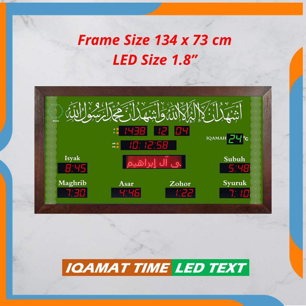 Jam Solat Digital Masjid Dengan LED Text Iman Alhdara Ptime | Shopee ...