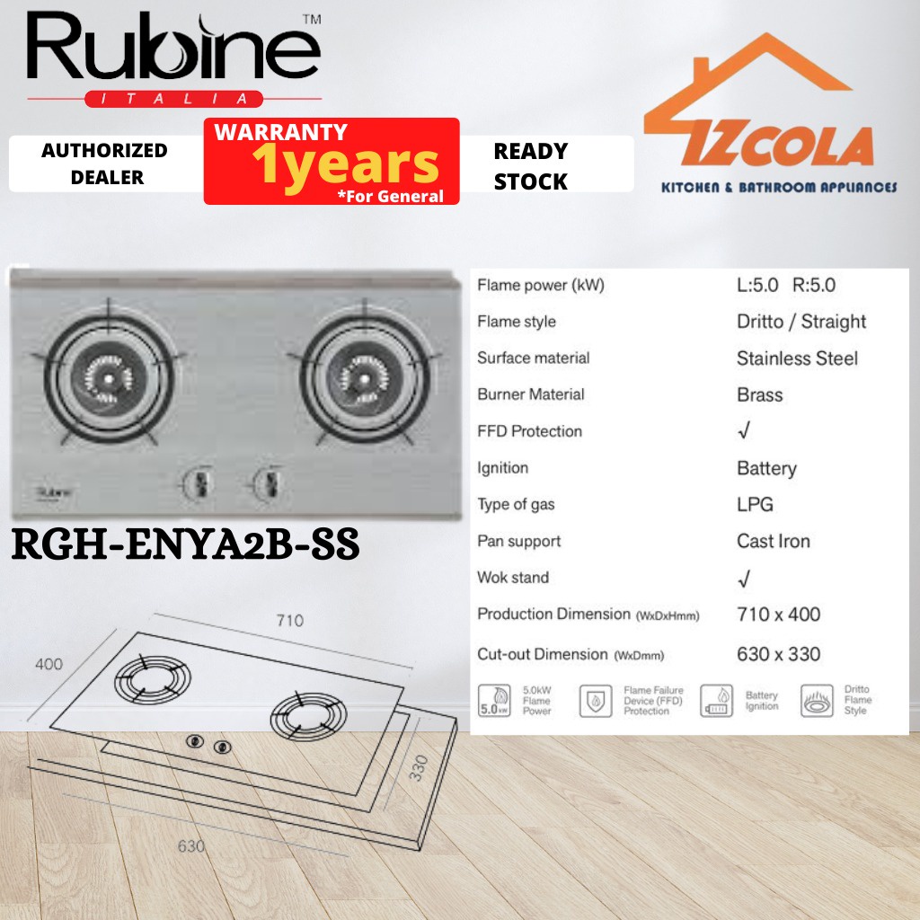 RUBINE DAPUR GAS TERBENAM – KACA (BUILT-IN HOB) Model: VISTA2B ...