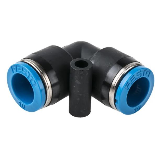 Festo Tube-to-Tube Pneumatic Elbow Fitting Push In 10 mm to Push In 10 mm, QSL Series, 14 bar ...