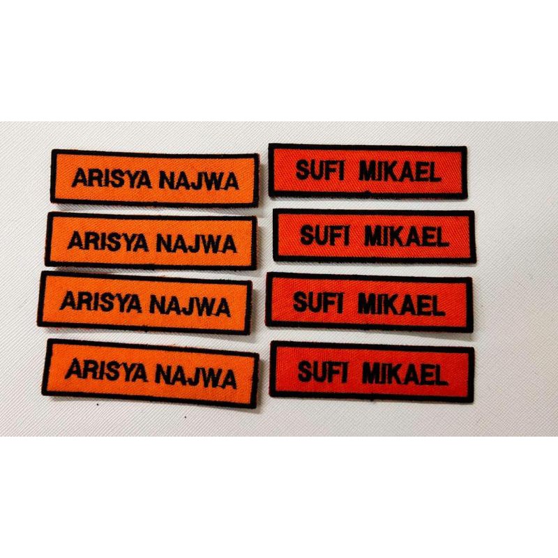 Name tag sekolah rumi kain warna oren(sebaris) | Shopee Malaysia