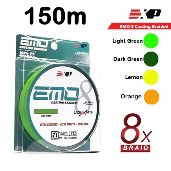 EXP EMO BRAID 150M 8 CORE # CASTING BRAID # JIGGING BRAID # TALI BENANG ...