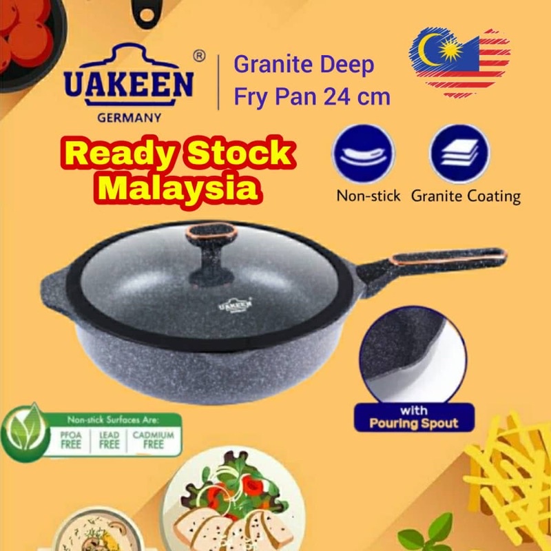 [M'SIA STOCK] FREE PENUTUP Uakeen Wok Original 30cm Coating Periuk Tak ...