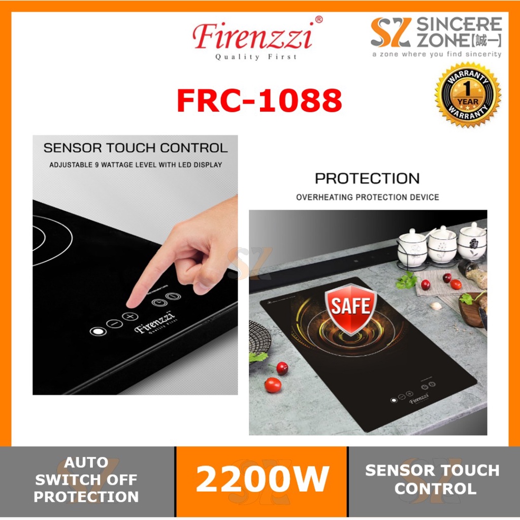 Firenzzi FRC-1088 FRC1088 2200W Ceramic Cooker with Overheating ...