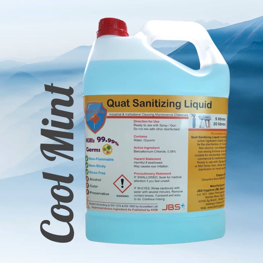 Tested & Certified Anti Bacteria Quat Sanitizing Liquid for Nano Mist ...