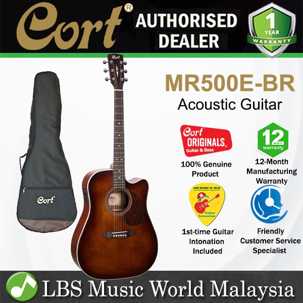 Cort MR500E Dreadnought Solid Top Acoustic Electric Guitar with Bag ...