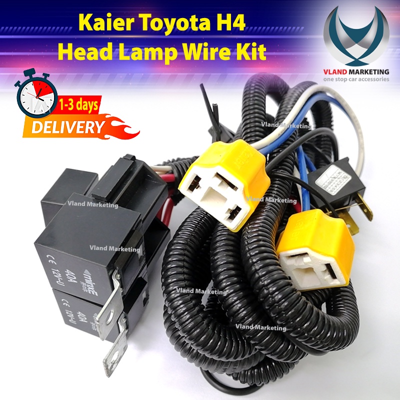 Kaier Toyota H4 Wire Kit Head lamp Light Wire Kit H4 12V HeadLamp Relay ...