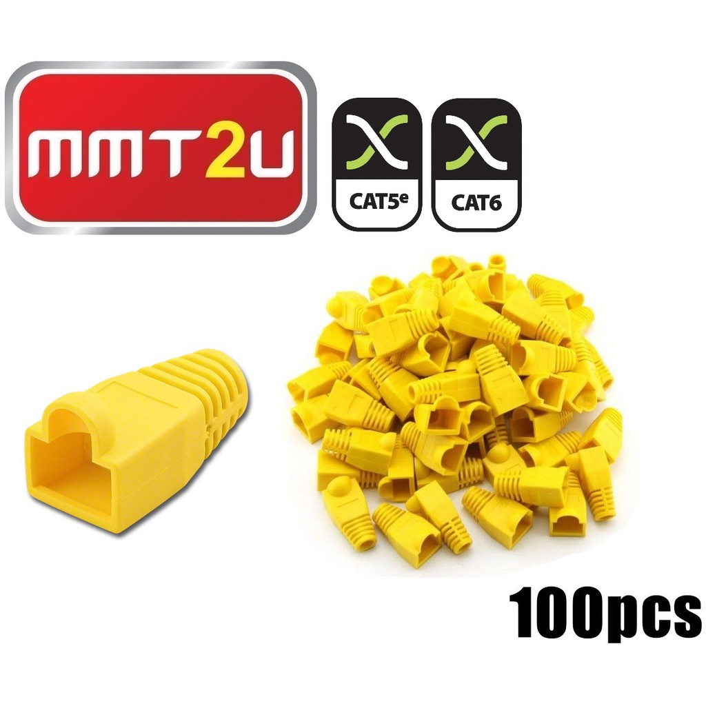 100PCS NETWORK LAN RJ45 CAT5E / CAT6 RUBBER BOOT PVC PROTECTOR CAP ...