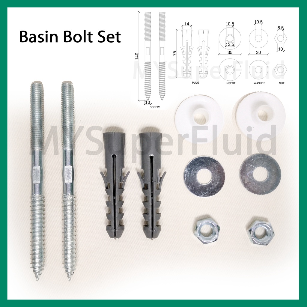 WALL MOUNT BASIN FIXING BOLTS SET / Ceramic Basin Wall Plug | Shopee ...