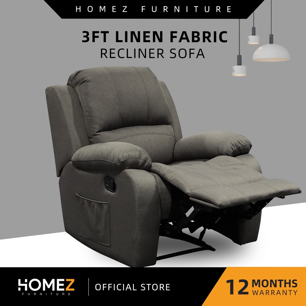 [FREE Shipping] Homez Modern Elegant Simple Fabric/TPU Recliner Sofa - Grey/Brown/Clay/Cream ...
