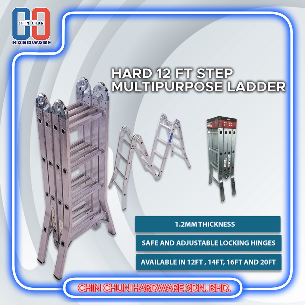 HARD 12ft 12 steps MULTIPURPOSE LADDER|12 LANGKAH TANGGA|TANGGA ...
