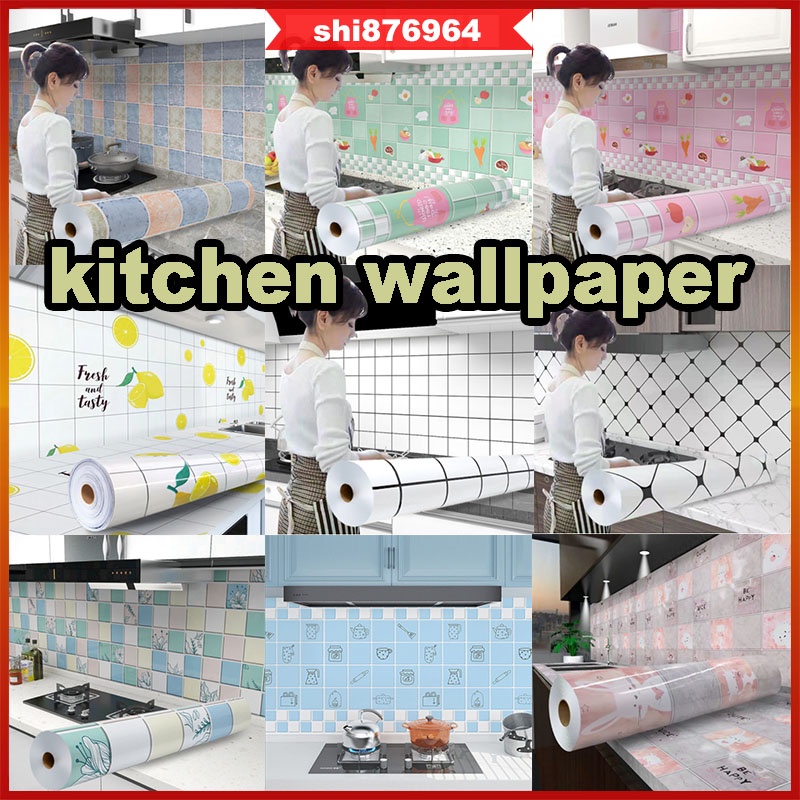 Ready Stock-5M*60CM Kitchen Waterproof Wallpaper Dinding Dapur Self ...