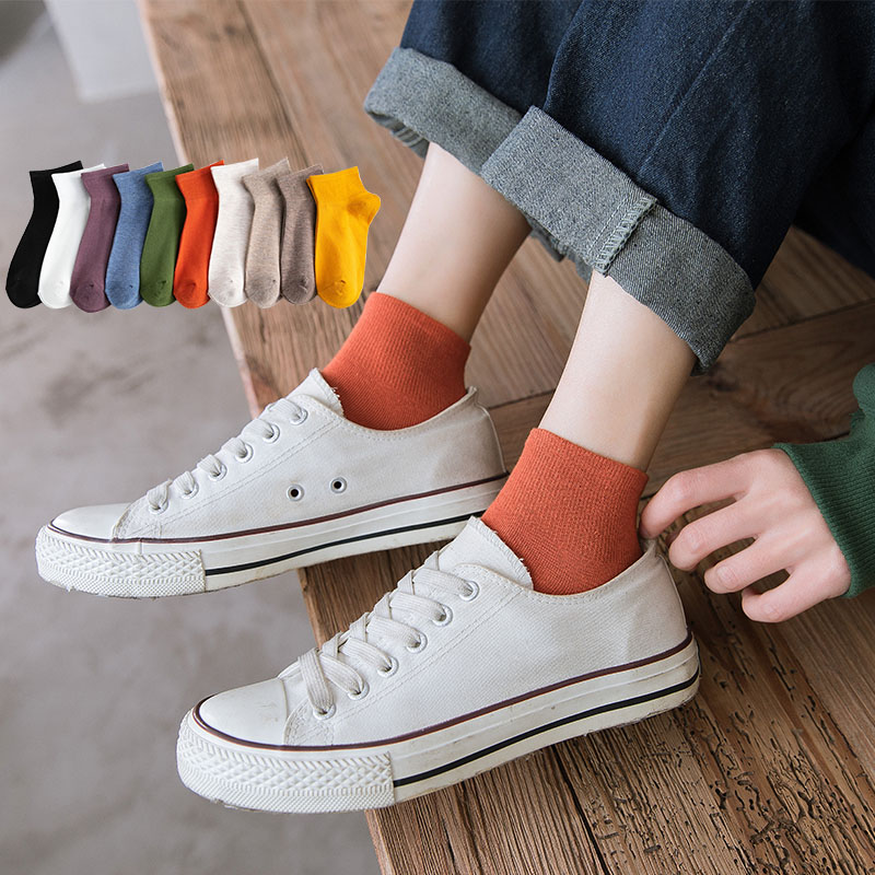 Pure Colors Ankle Socks Women Cotton High Quality White Short Socks ...