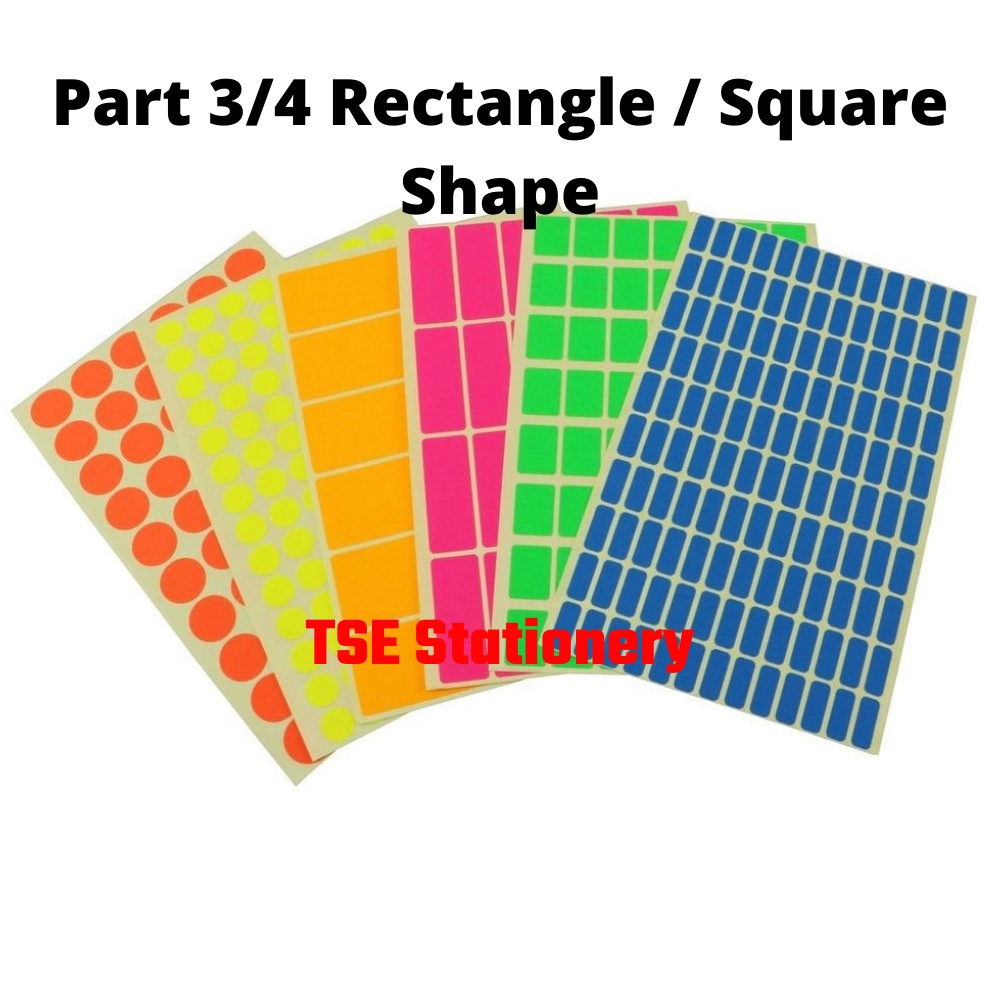 [Part 4/4] Rectangle / Square Sticker Self-Adhesive Colours Label ...
