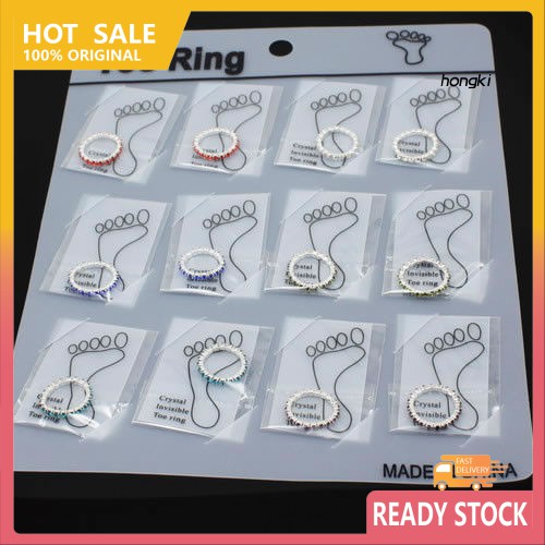 ZBS_12 Pcs/Pack Elastic Rhinestone Decor Toe Rings Mixed Color Feet ...