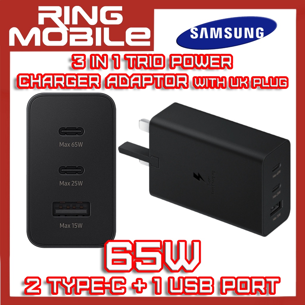 [Ready Stock] Samsung 65W 3 in 1 Trio Power with 2 Type-C PD Port + 1 USB Port Adaptor Wall ...