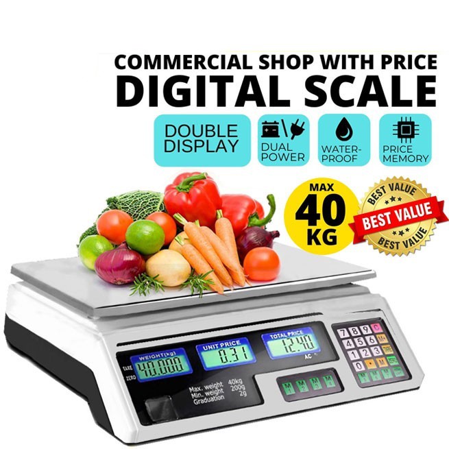 40kg Electronic Digital Price Computing Rechargeable Supermarket ...