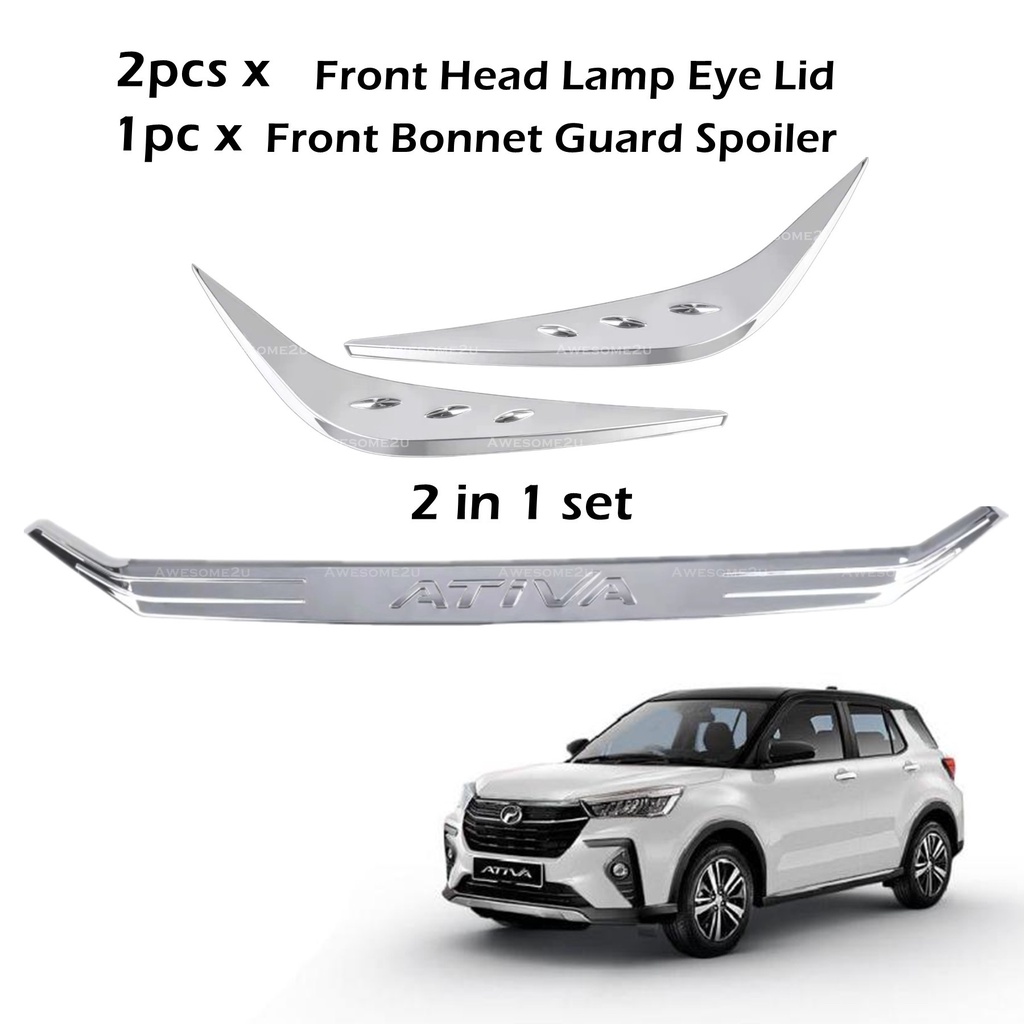 Awesome2u Perodua Ativa 2 in 1 Front Head Lamp Eye Lid Cover Bonnet ...