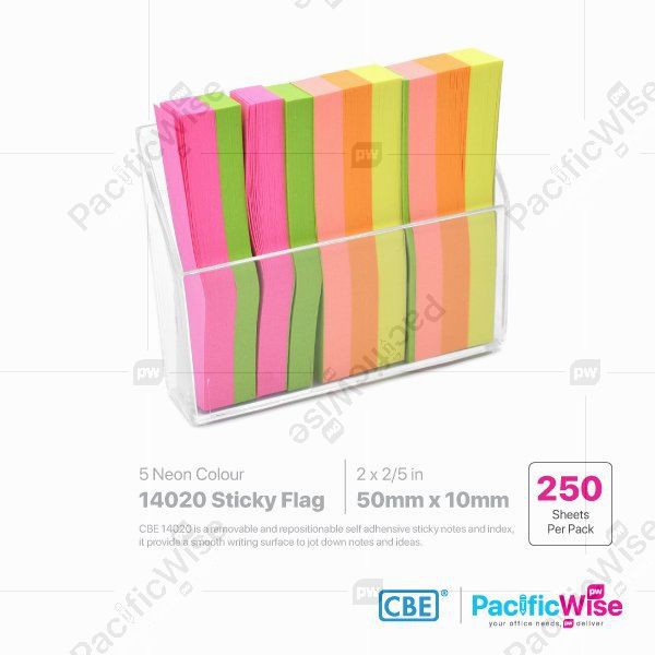 CBE Sticky Note/CBE 14020 Removable Sticky Flag/Nota Melekit (5 Neon ...