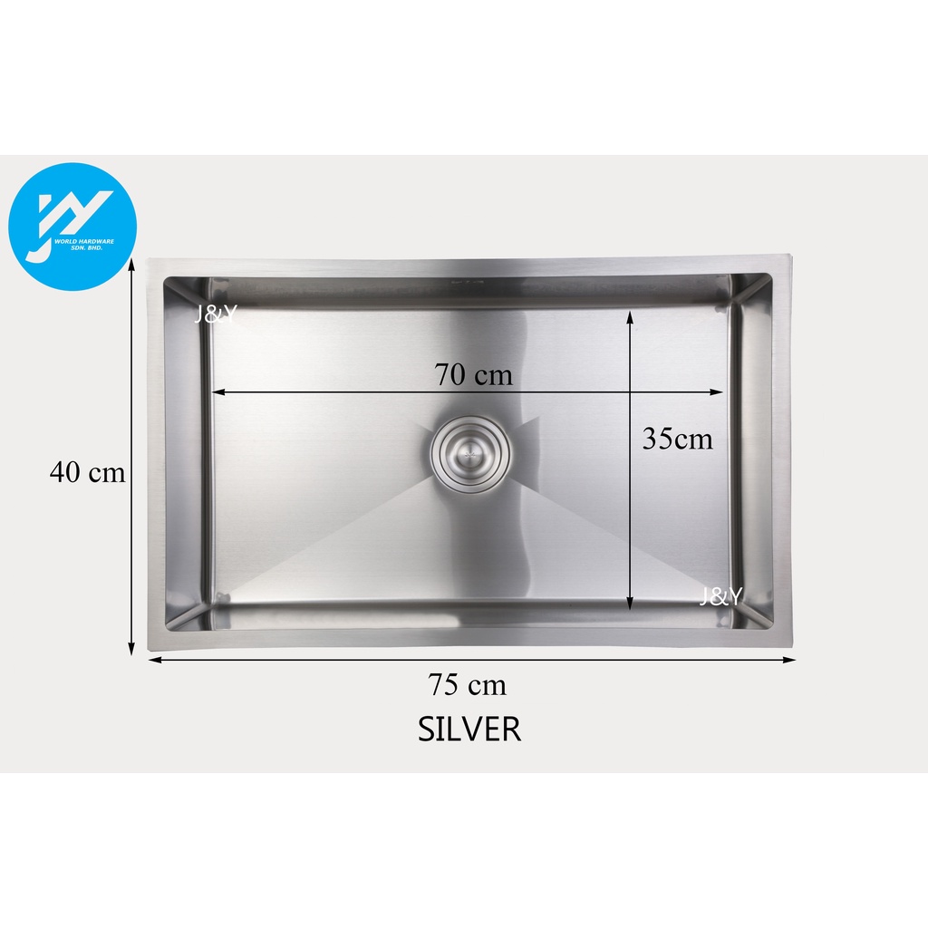 Stainless Steel 75CM Kitchen Handmake High End Sink Sinki Dapur Nano ...