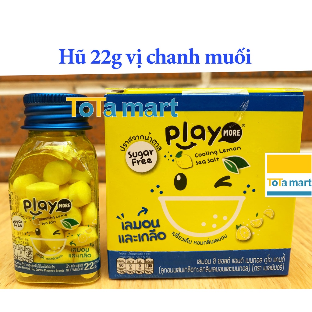 (New! Expiry date 08/2024) PLAYMORE Thai mint candy jar 22g Sugar free ...