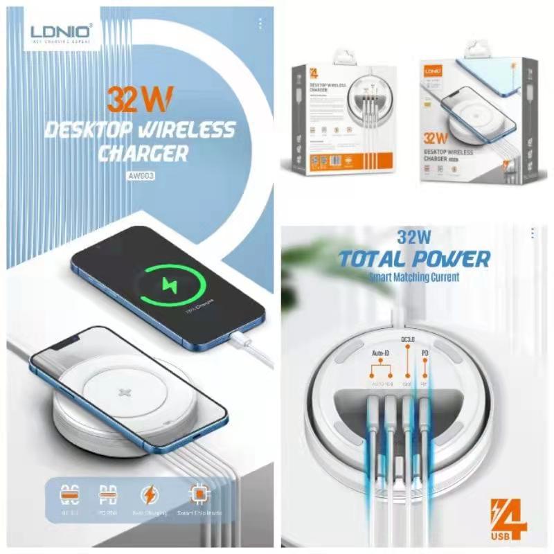 LDNIO AW003 32W Desktop Wireless Charger / PD & QC3.0 Fast Charging / 1 ...