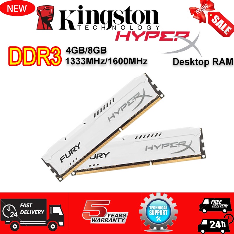 Kingston HyperX DDR3 4GB 8GB 1600MHz PC3 12800 240pin DIMM 1.5V white ...