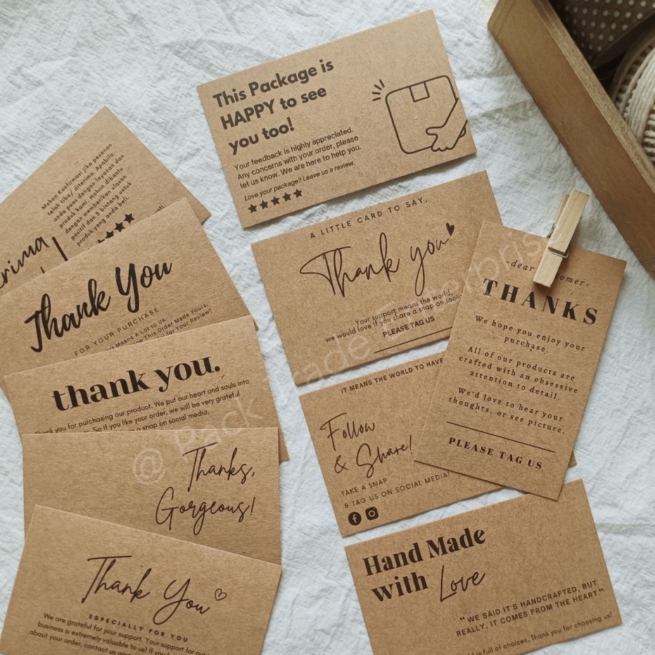 [20/ 50 PCS] Kraft Paper Thank You Card/ Kad Terima Kasih/ Kad Ucapan ...