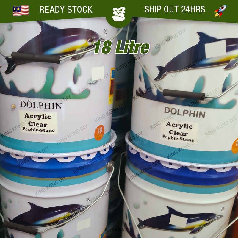 15L DOLPHIN PAINT Acrylic Clear Pebble Stone Flat / Clear 石皮油 光油 ...
