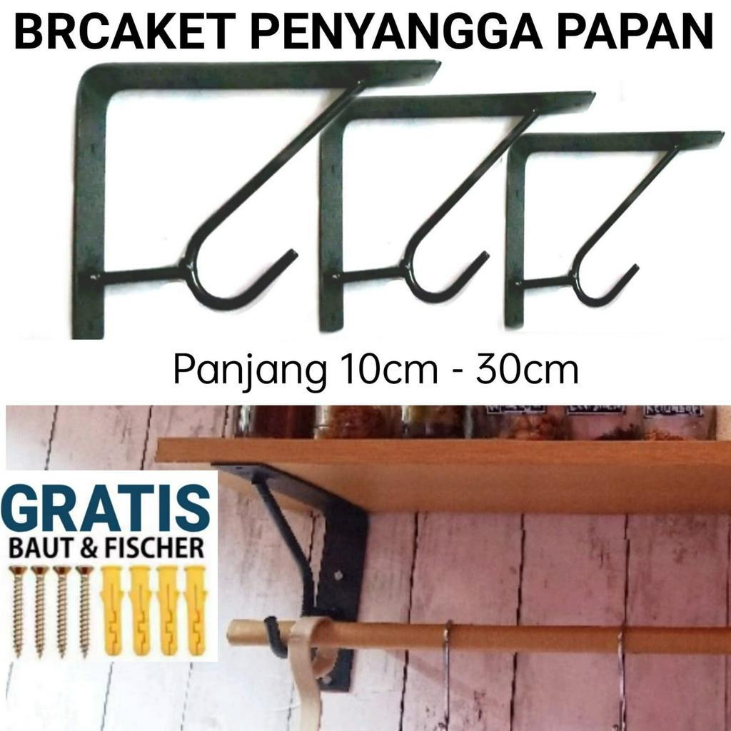 SIKU GANTUNGAN KAYU Bracket/angled Iron Shelf Support/Wall Shelf/Wood ...