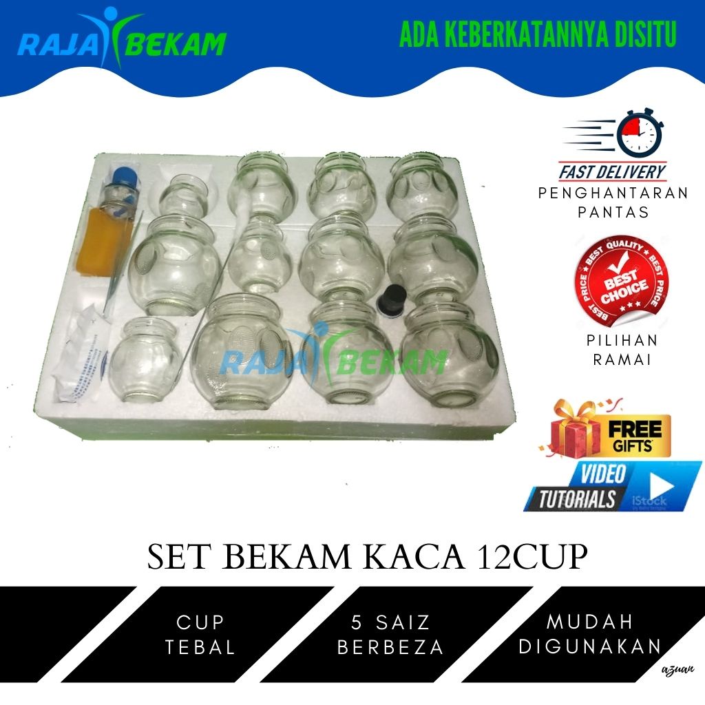 SET KACA LENGKAP 12 CUP UNTUK BEKAM API & BEKAM KERING | READY STOCK ...