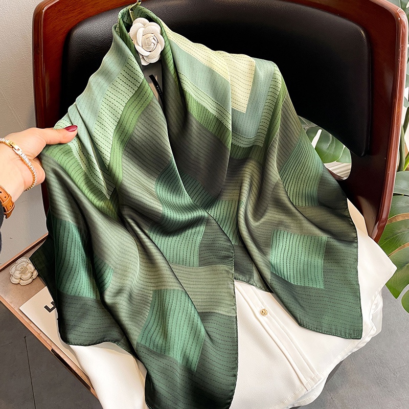 Chrilla Jesto Ladies Stripe Plaid Printed 90x90cm Square Hijab Imitated ...