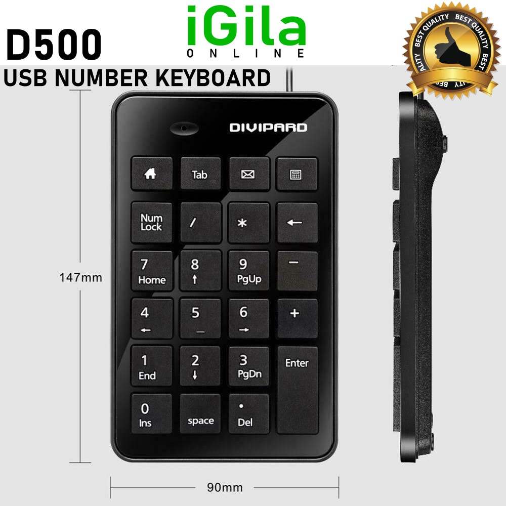 DIVI D500 WIRED / WIRELESS NUMBER PAD Slim USB 23 Keys Number Pad ...