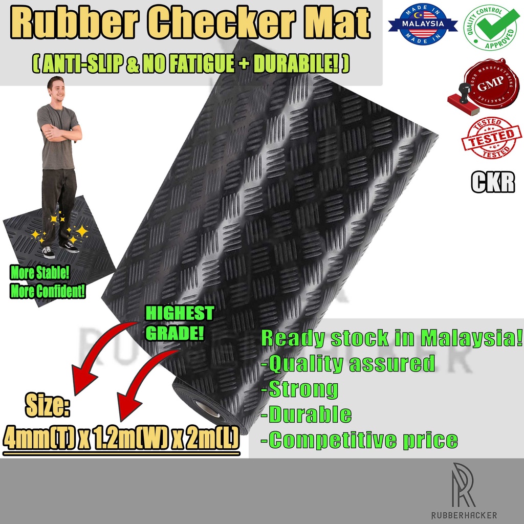 Rubber Checker Mat, Anti slip, Fatigue Reduction, Friction, Floor Mat ...
