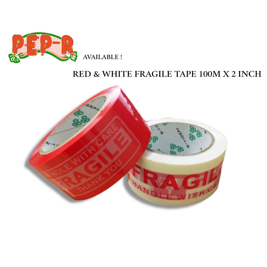 PEP-R FRAGILE TAPE 2 INCHES X 100METERS (RED/WHITE) | Shopee Malaysia