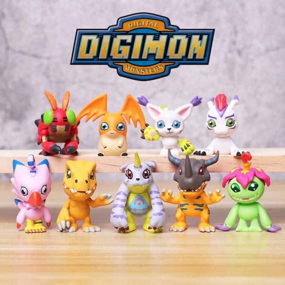9pcs Set Digimon Biyomon Greymon Agumon Gabumon Tentomon Gatomon ...