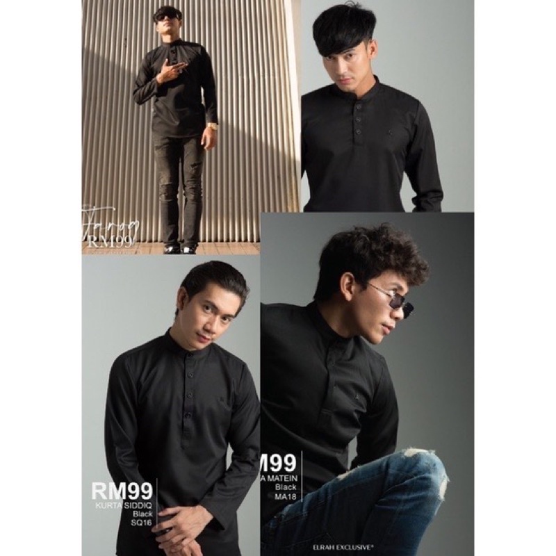 🔥 NEW ARRIVAL KURTA ELRAH EXCLUSIVE 2022 💥 BLACK HITAM | Shopee Malaysia