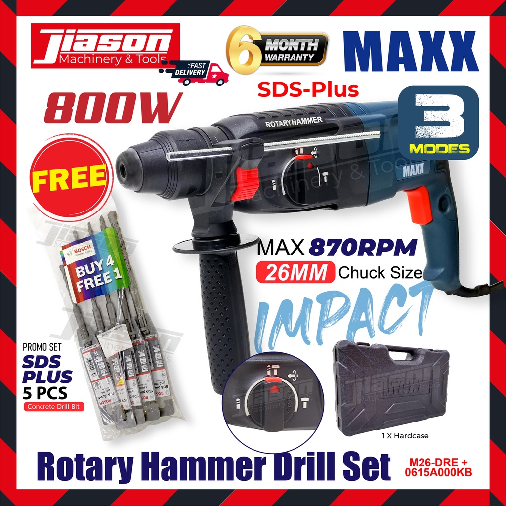 MAXX M26-DRE / M26DRE / M26 DRE 3-Modes SDS-Plus Rotary Hammer Drill ...
