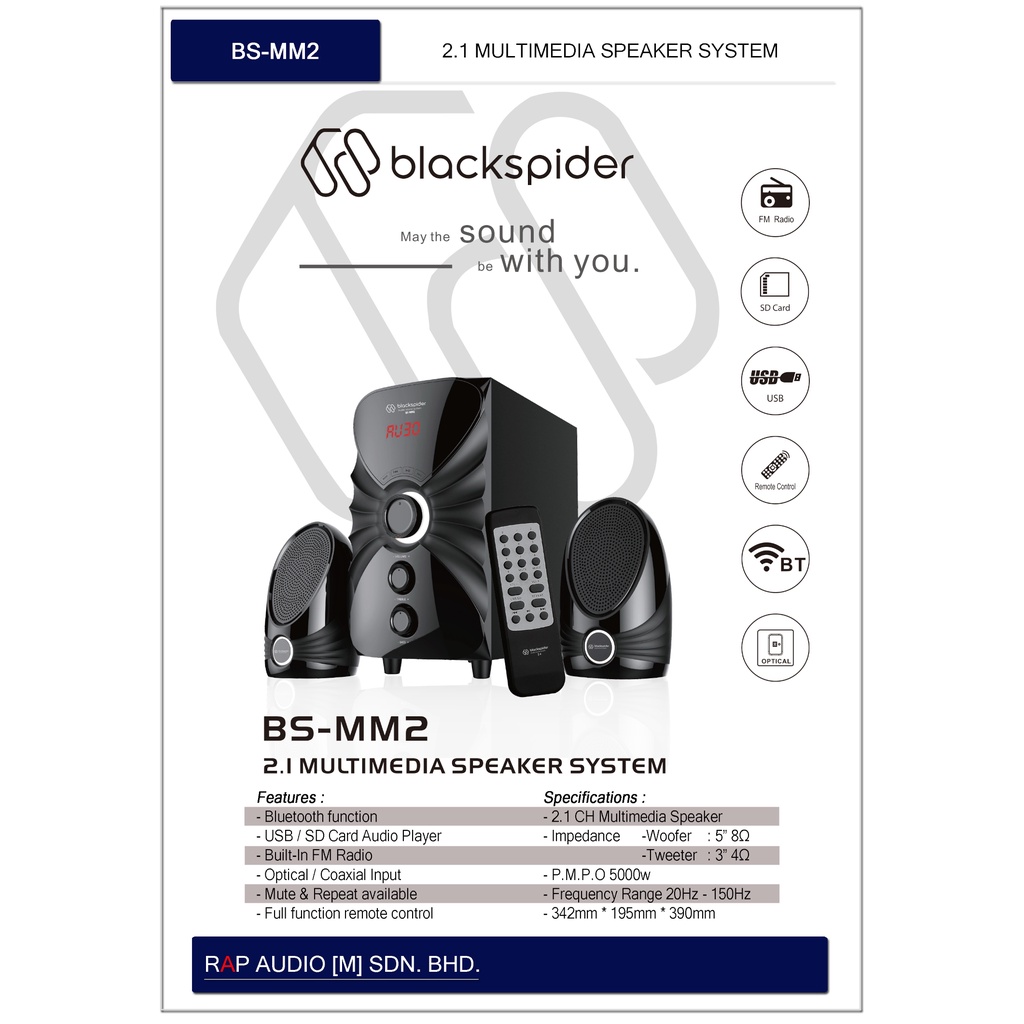 BLACK SPIDER BS-MM2 MULTIMEDIA | Shopee Malaysia