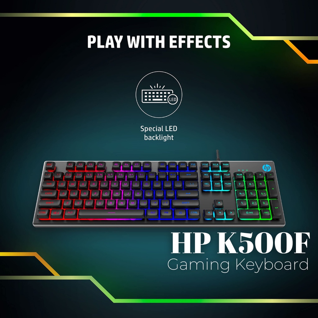 Ready Stock HP K500F Wired Membrane Led Backlit Gaming Keyboard ...