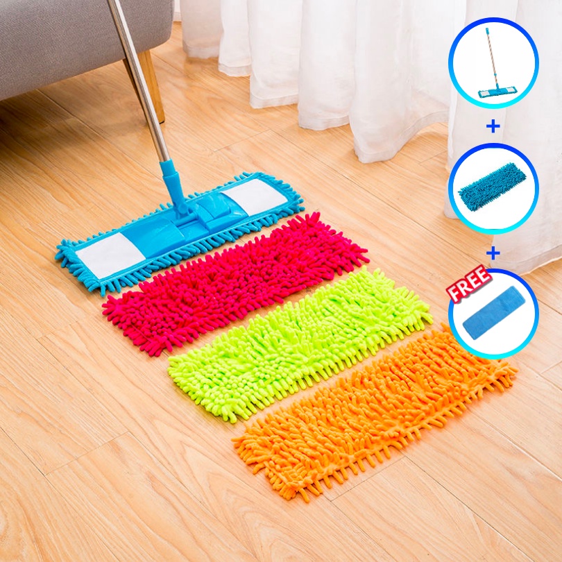 Microfiber Professional 360º Rotating Dry & Wet Flat Lazy Mop FREE 1 ...