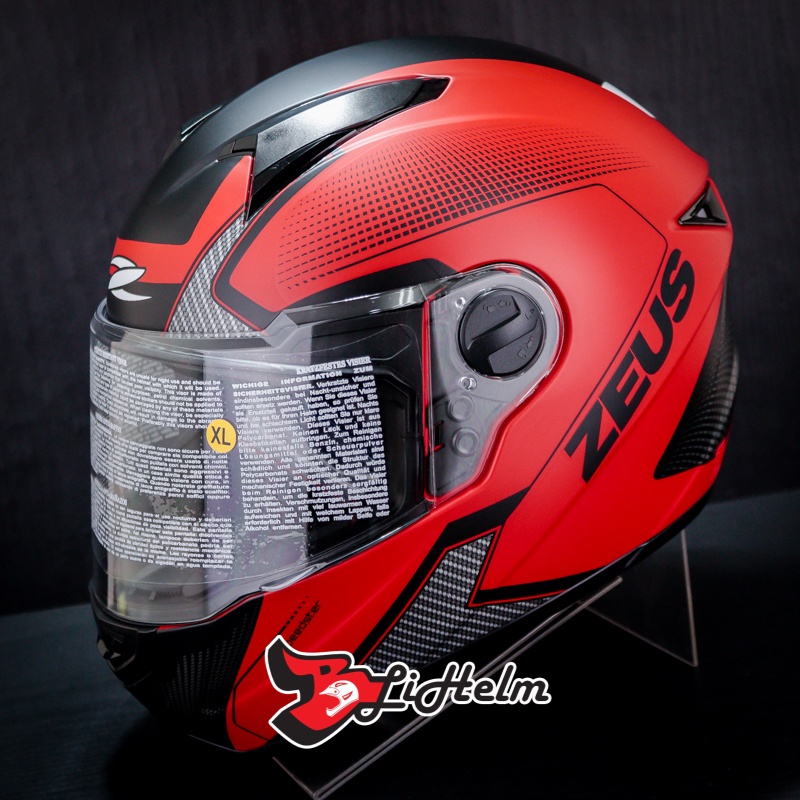 Zeus ZS 811C FLAT HELMET | Al6 MATT BLACK DRED | 811 C FREE SMOKE VISOR ...