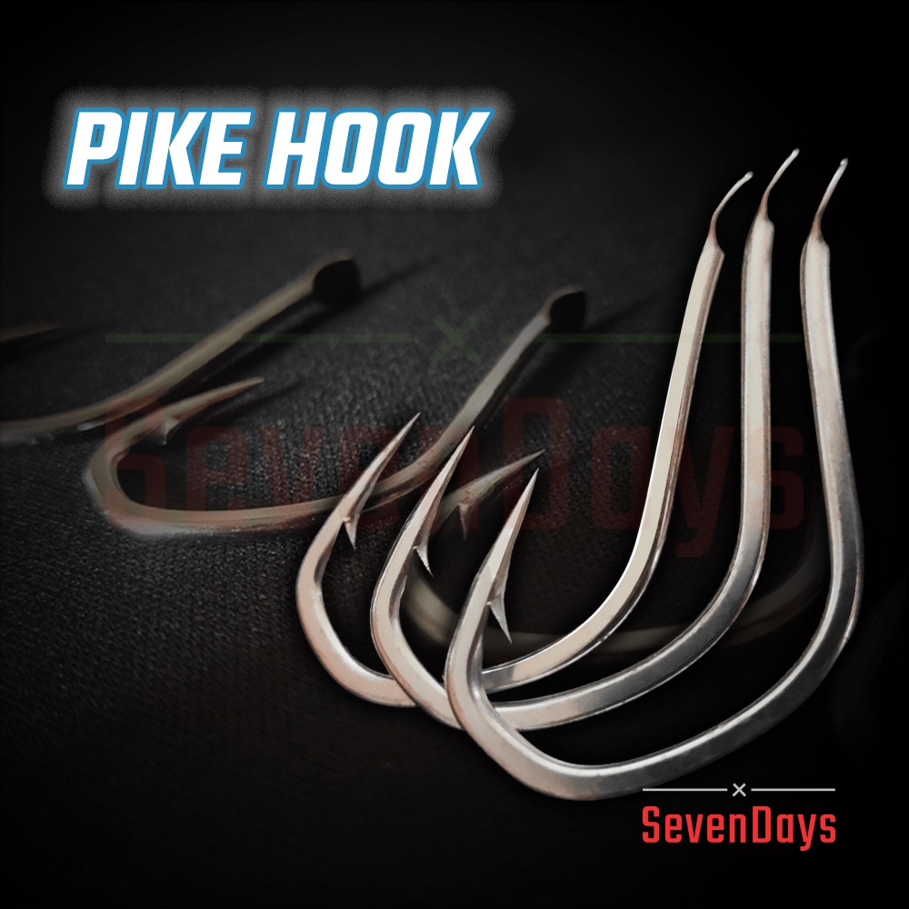 [5PCS] Pike Hook (1/0#-4/0#) Flat Barbed Steel Lure Bait Fishing ...