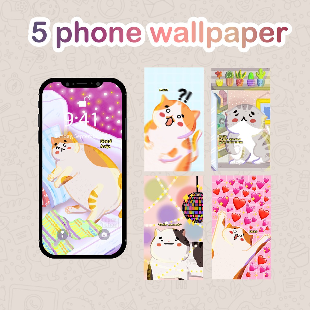 Cute Cat Memes Phone Wallpaper and Home Screen | Shopee Malaysia