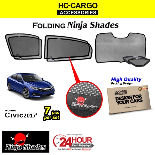 Honda Civic FC 2017 - 2021 Magnetic Ninja Shades Sunshade (7pcs) Ninja ...
